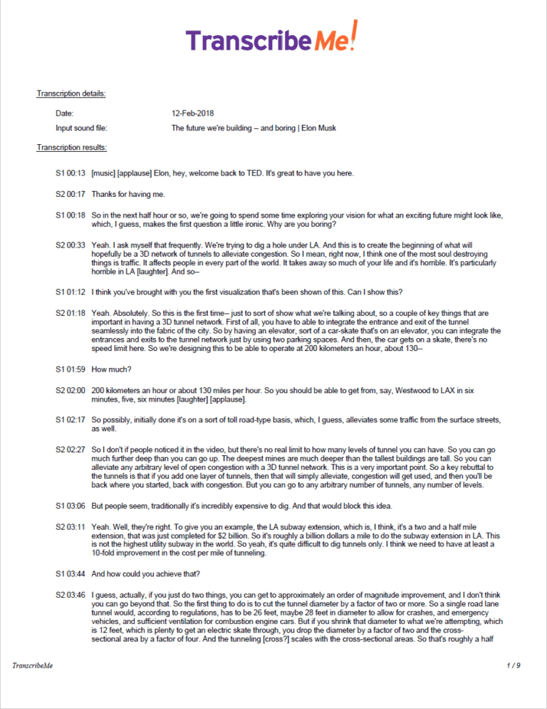 Sample Transcripts - TranscribeMe